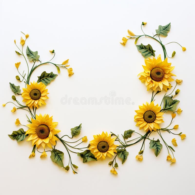 Aesthetic Sunflower Delight Simple White Background Stock Illustration ...