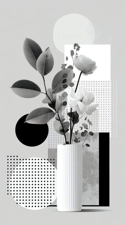 Aesthetic Tone Contrast Black and White Geometric Patterns with Pops of ...