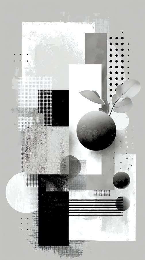 Aesthetic Tone Contrast Black and White Geometric Patterns with Pops of ...