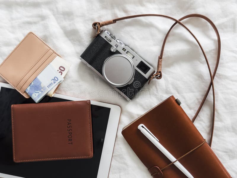 Aesthetic Travel Accessories - Tablet, Wallet, Camera. Notebook ...