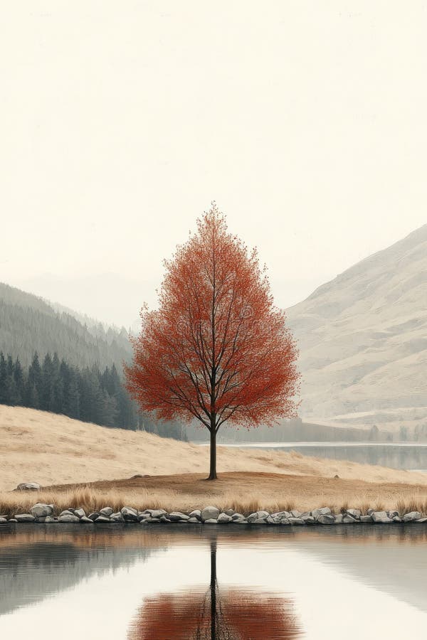 Aesthetic Tree Minimal Artwork Stock Illustration - Illustration of ...