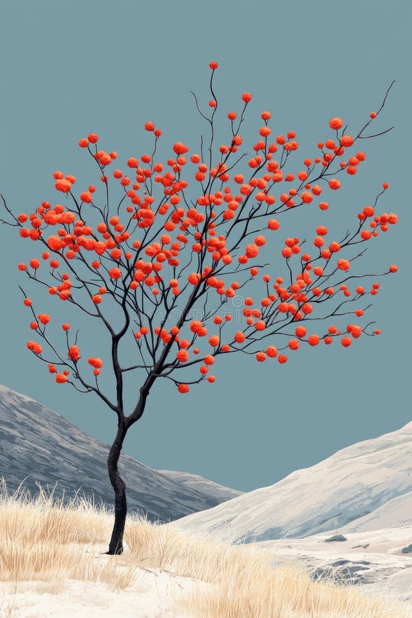 Aesthetic Tree Minimal Artwork Stock Illustration - Illustration of ...