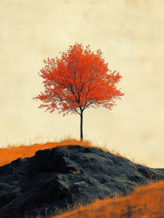 Aesthetic Tree Minimal Artwork Stock Illustration - Illustration of ...