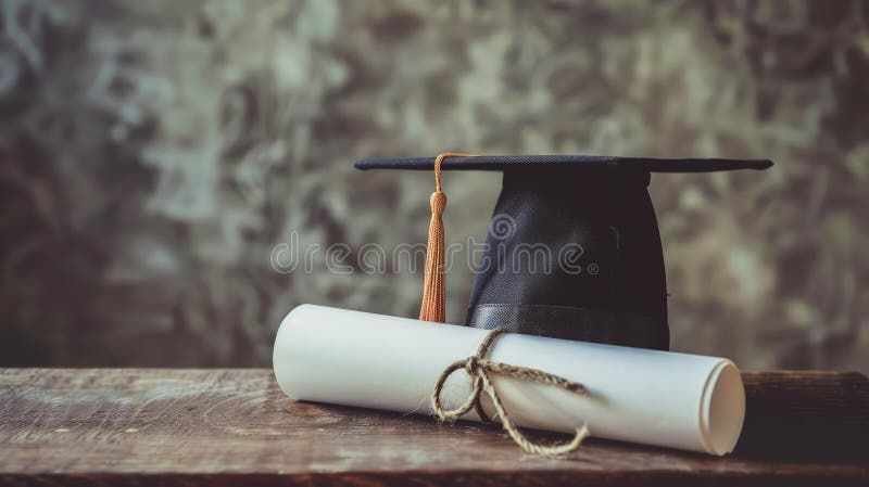 Aesthetic Vintage Interior with Graduation Hat and Diploma. Invitation ...