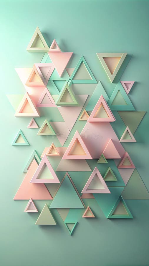 Aesthetic Wallpaper Background with Floating Equilateral Triangles in ...
