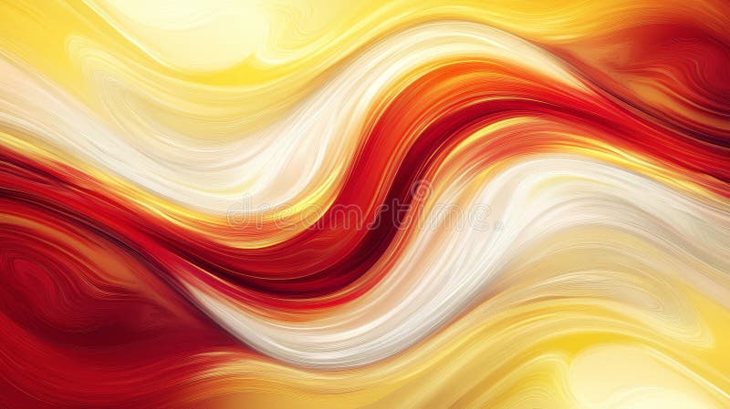 Aesthetic Wavy Dynamic Background. Deep Red, Yellow and White Colors ...