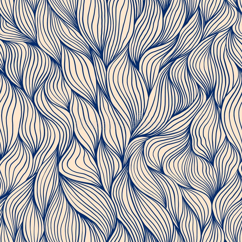 Aesthetic Wavy Seamless Pattern. Delicate Hand Drawn Texture with ...