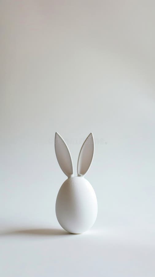 Aesthetic White Easter Egg with Bunny Ears. White Background. Creative ...