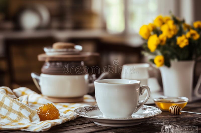 Aesthetically Pleasing Display of Milk and Honey on a Modern Kitchen ...