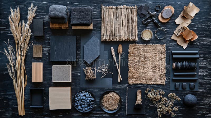 Flat Lay of Neutral Textures and Materials Mood Board Stock ...
