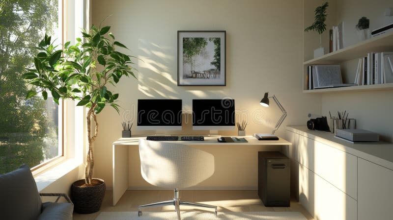 Aesthetically Pleasing Home Office Setup with Natural Light Stock Image ...