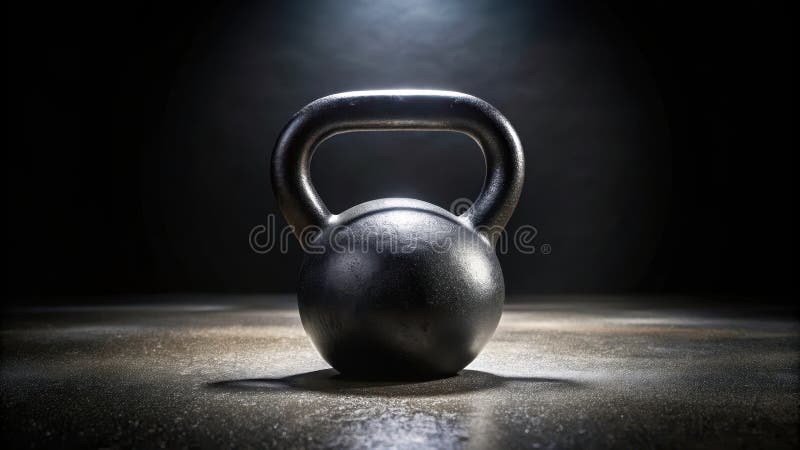 A Dark, Heavy Kettlebell Rests on a Textured Surface, Illuminated by a ...