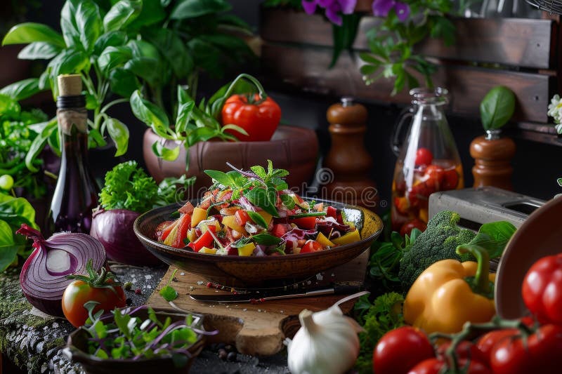 Fresh and Appetizing Food Display Stock Illustration - Illustration of ...