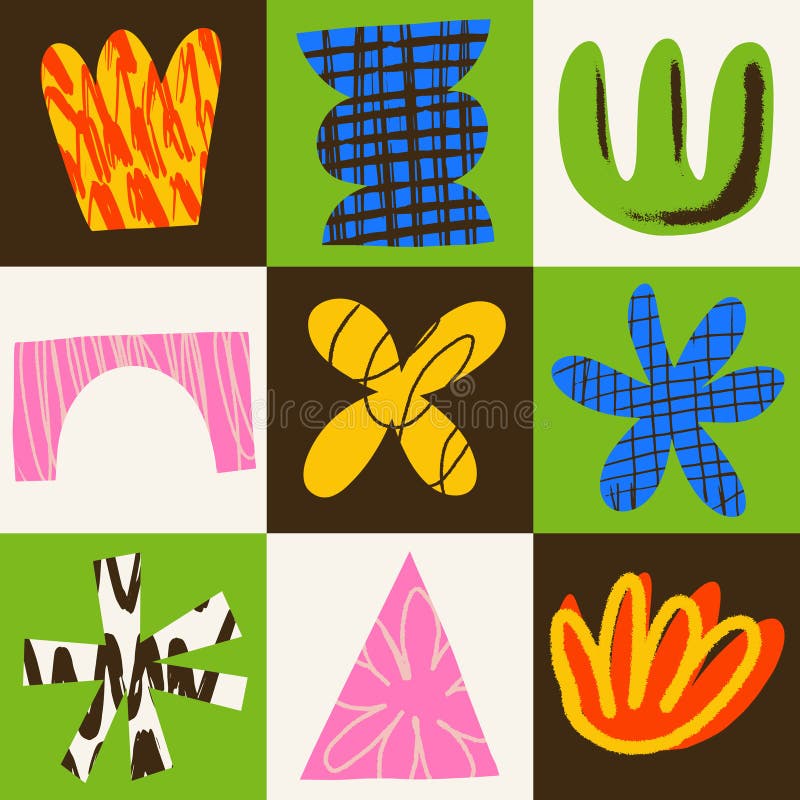 Aesthetics Abstract Contemporary Seamless Pattern with Hand Drawn ...