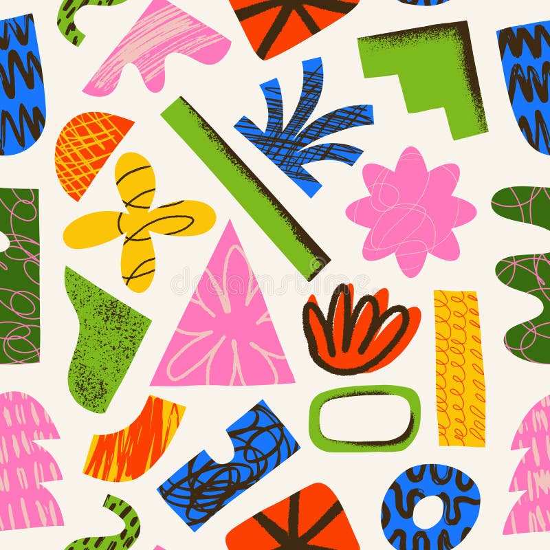 Aesthetics Abstract Contemporary Seamless Pattern with Hand Drawn ...