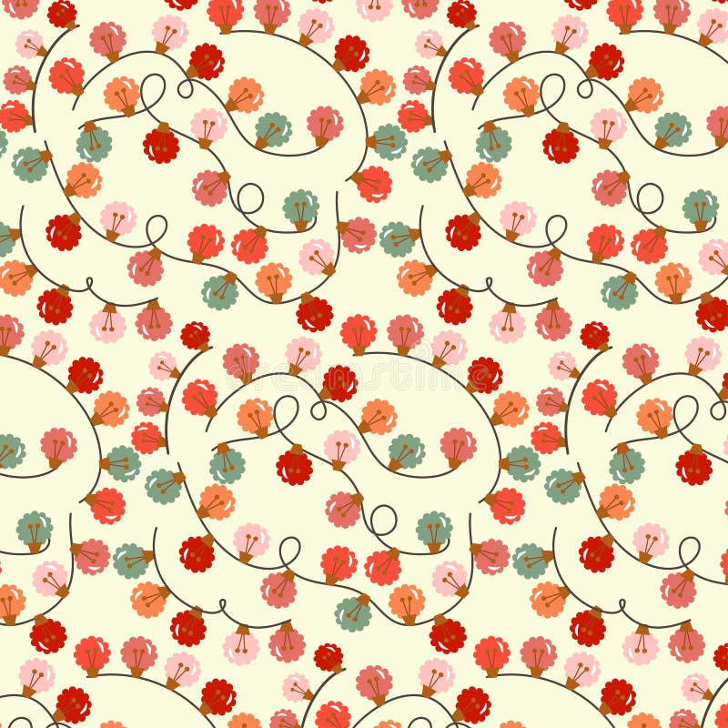 Aesthetik Christmas Lights String Seamless Pattern Background Vector ...