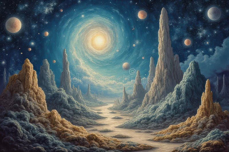 Aetheric Resonance Reflections Stock Illustration - Illustration of ...