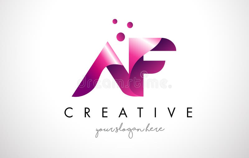 AF Letter Logo Design with Purple Colors and Dots Stock Vector ...