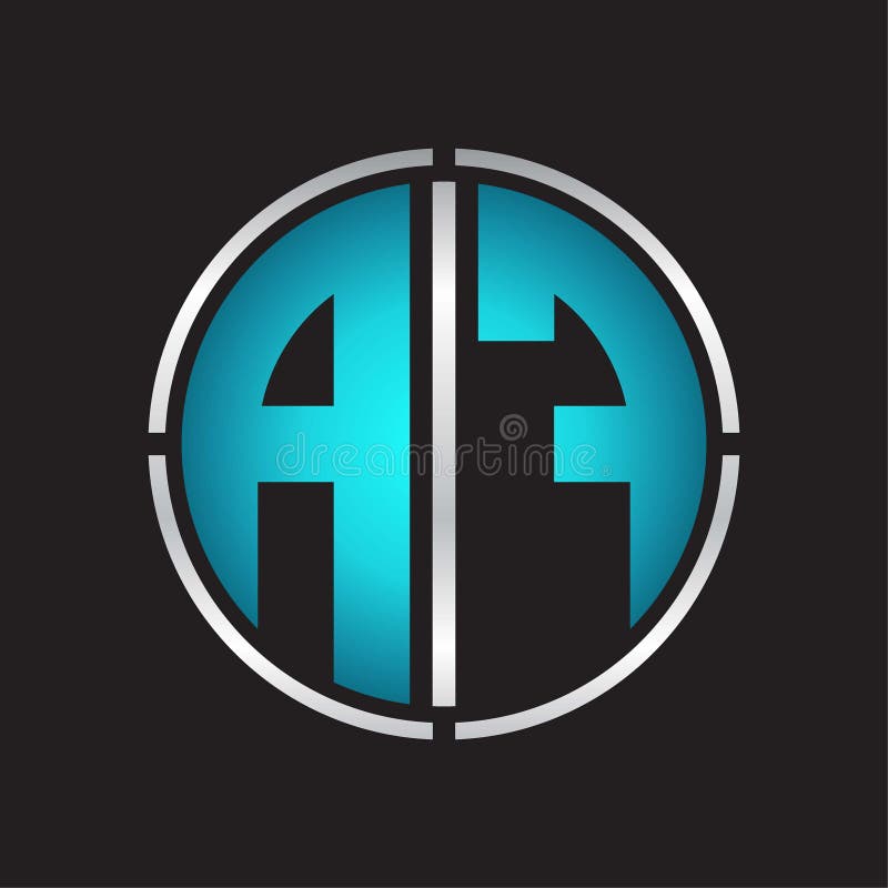 AF Logo Initial with Circle Line Cut Design Template on Blue Colors ...