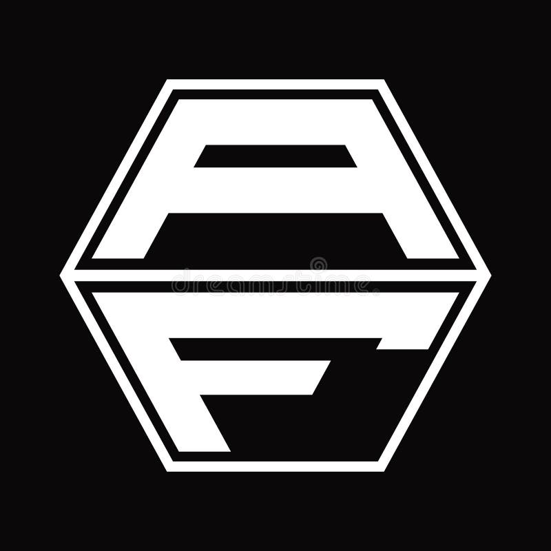 AF Logo Monogram with Hexagon Shape Up and Down Design Template Stock ...