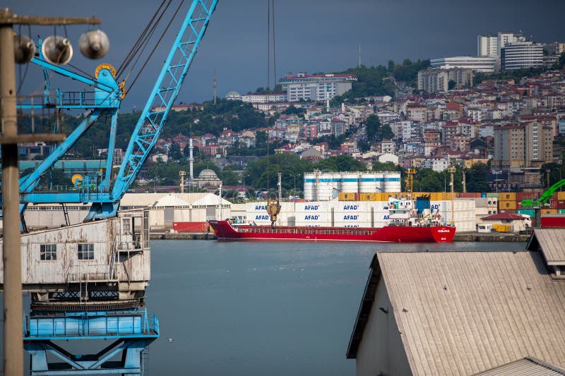 AFAD Containers on the Cargo Ship in Trabzon Port. Editorial Image ...