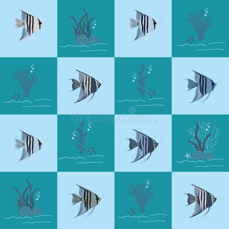Blue Fish Pattern stock illustration. Illustration of underwater ...