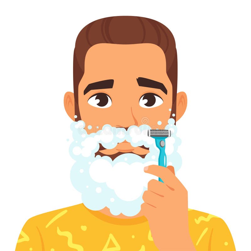 Afeitar Al Hombre Con La Barba Ilustración del Vector - Ilustración de ...