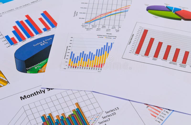 Grafer Och Diagram Av Den Månatliga Försäljningsrapporten Med ...