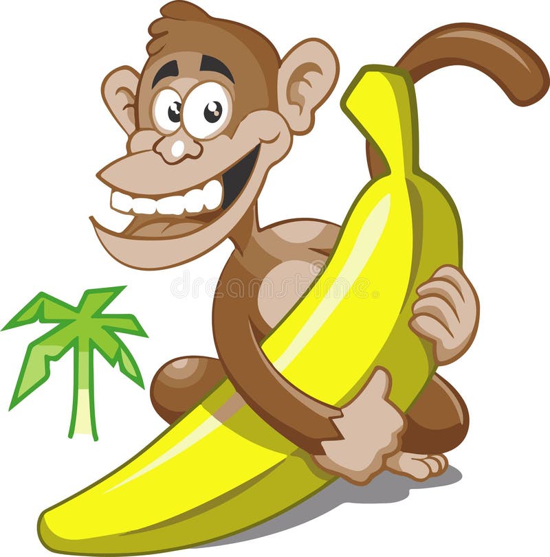 Affe-Banane vektor abbildung. Illustration von wald, nett - 77779071