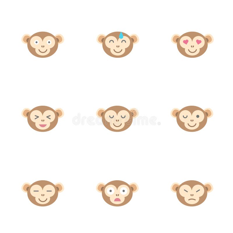 Satz Affe Emoticons Verschiedene Gefühle Der Lustigen Affeshow Vektor ...