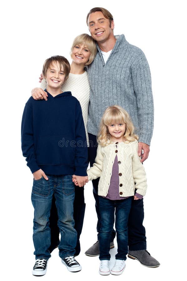 Affectionate Family with Children at Studio Stock Image - Image of ...
