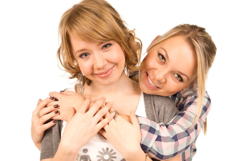 Affectionate Girls in Intimate Embrace Stock Photo - Image of group ...