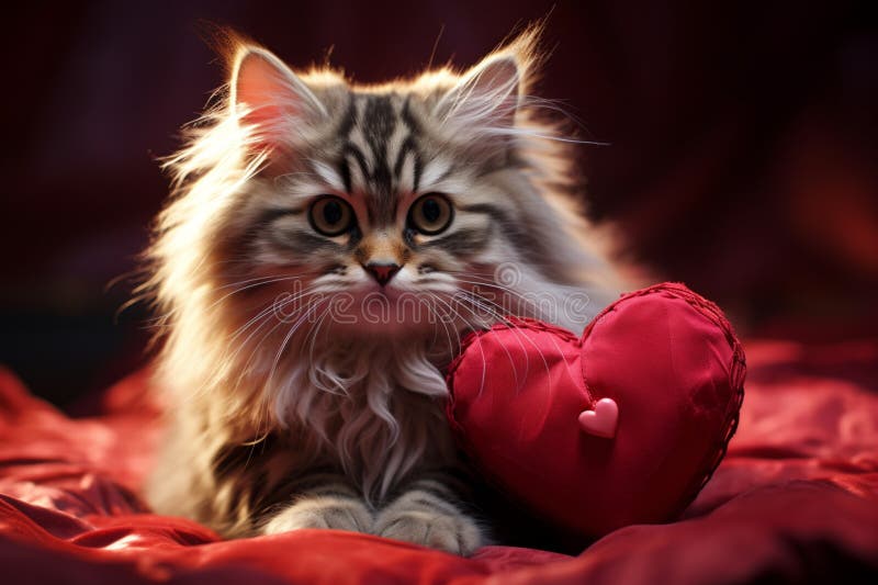 Affectionate Kitty Cute Kitten with a Heart Spreading Warmth and Joy ...