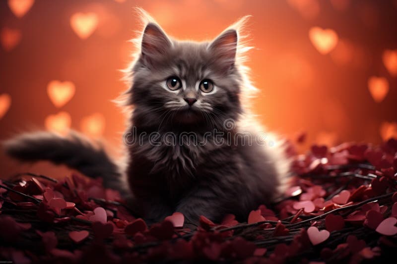Affectionate Kitty Cute Kitten with a Heart Spreading Warmth and Joy ...