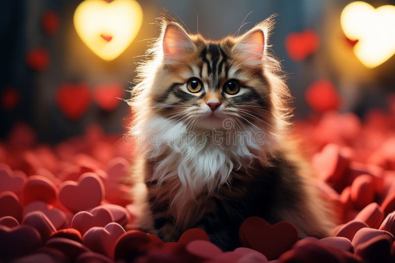 Affectionate Kitty Cute Kitten with a Heart Spreading Warmth and Joy ...