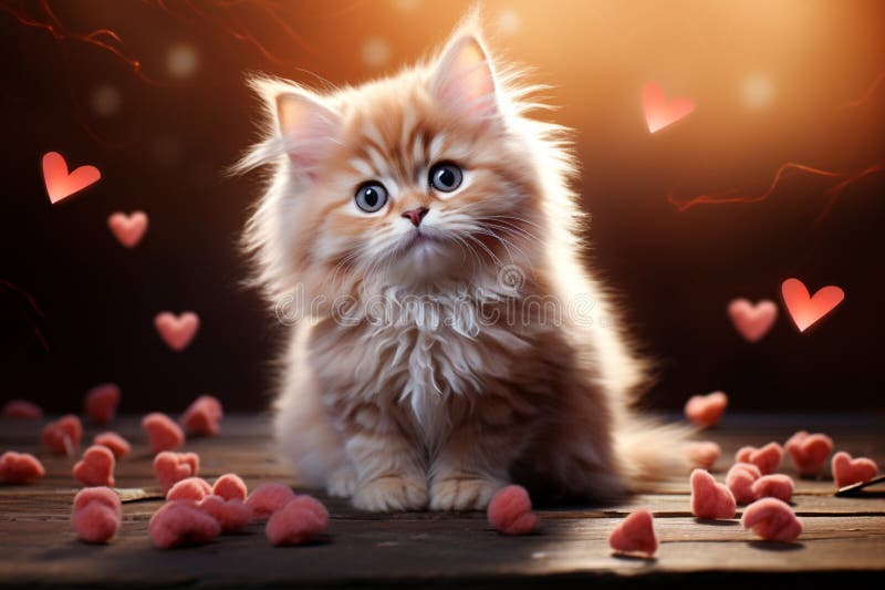 Affectionate Kitty Cute Kitten with a Heart Spreading Warmth and Joy ...