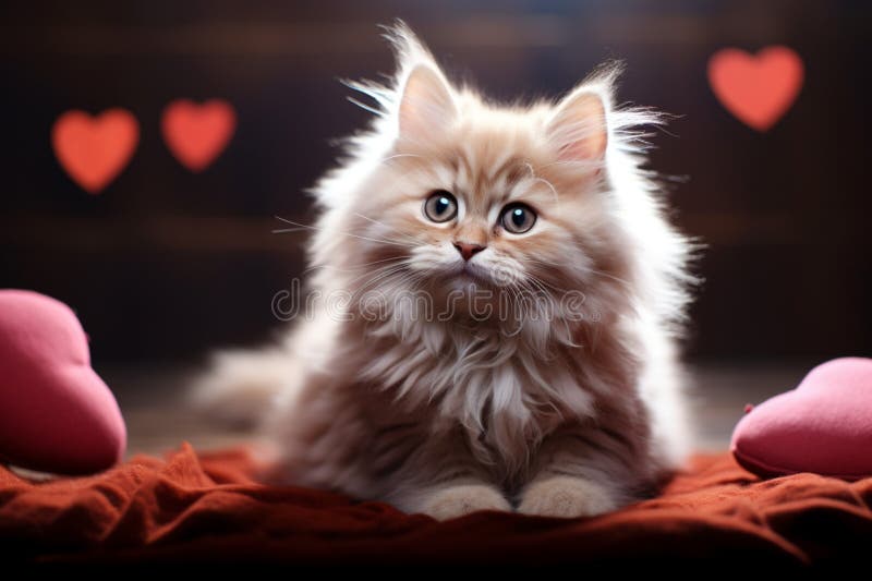 Affectionate Kitty Cute Kitten with a Heart Spreading Warmth and Joy ...