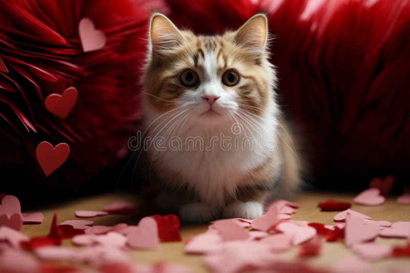Affectionate Kitty Cute Kitten with a Heart Spreading Warmth and Joy ...