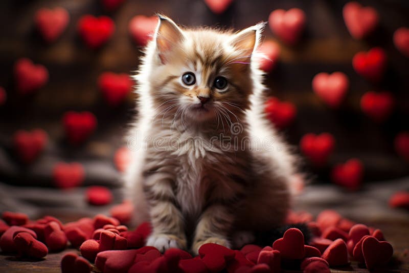 Affectionate Kitty Cute Kitten with a Heart Spreading Warmth and Joy ...