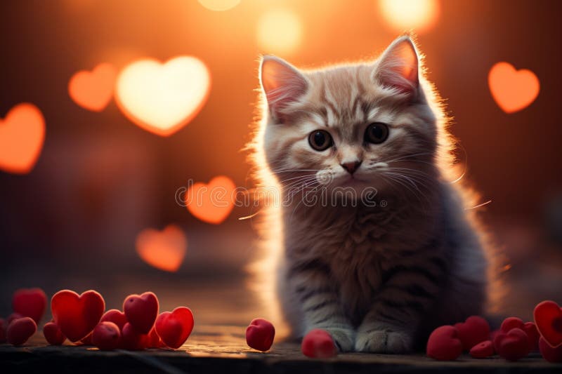Affectionate Kitty Cute Kitten with a Heart Spreading Warmth and Joy ...