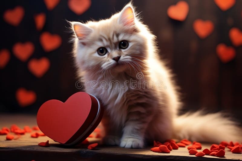 Affectionate Kitty Cute Kitten with a Heart Spreading Warmth and Joy ...