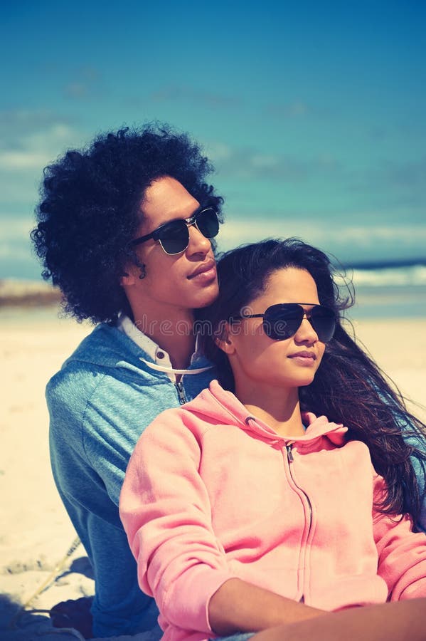 Affectionate latino couple stock image. Image of ocean - 41593453