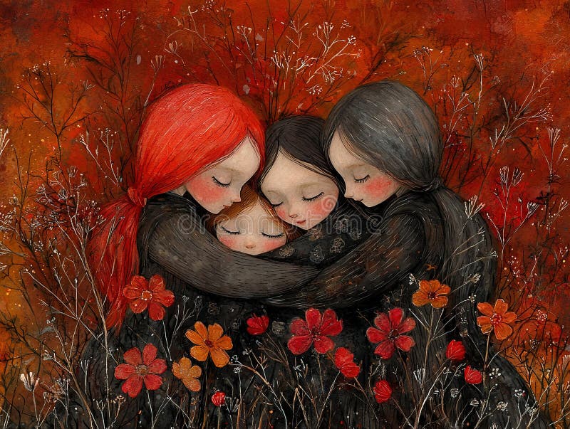 An Affectionate Portrayal of a Family Sharing a Group Hug, Symbolizing ...