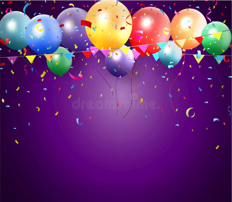 Affiche D'anniversaire Avec Le Ballon Et Les Confettis Illustration de ...