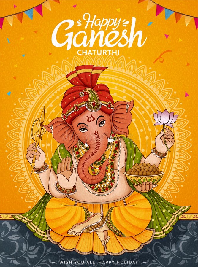 Affiche Heureuse De Ganesh Chaturthi Illustration de Vecteur ...