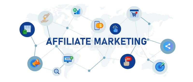 Affiliate Marketing Program Icon Connected Concept of Internet Sales ...