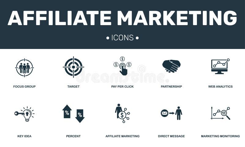 Affiliate Marketing Set Icons Collection. Includes Simple Elements Such ...
