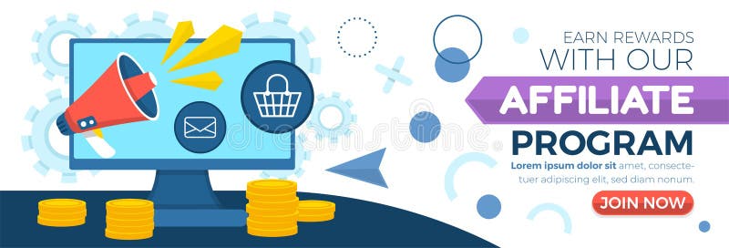 Affiliate Program Marketing Horizontal Banner Vector Flat Design Stock ...
