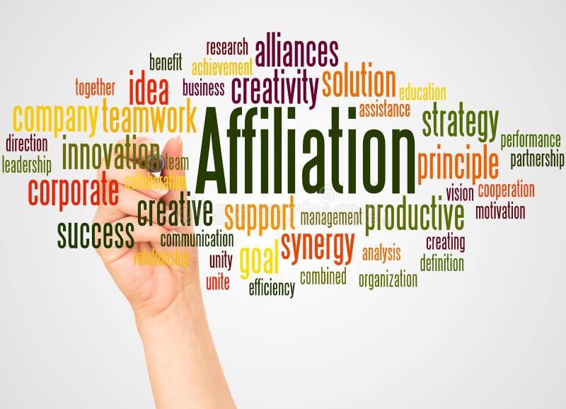 Affiliation Word Cloud and Hand with Marker Concept Stock Illustration ...