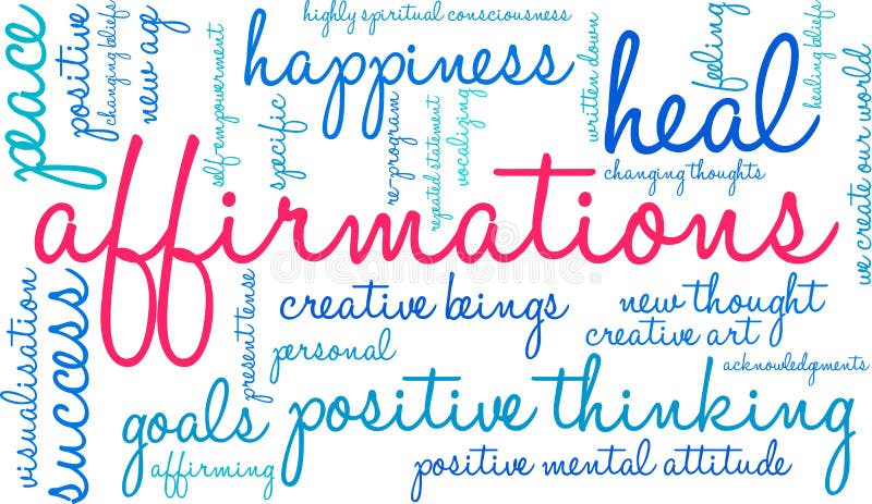Affirmations Word Cloud stock vector. Illustration of heal - 65104986